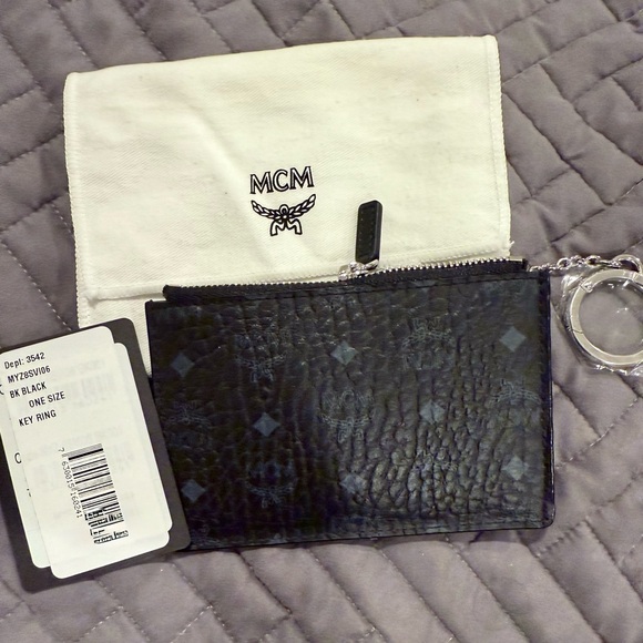 MCM | Bags | Mcm Black Visetos Key Ring Wallet New | Poshmark